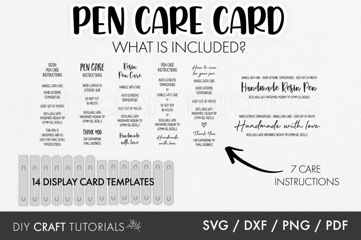 Resin Pen Care Card SVG – DIY Craft Tutorials
