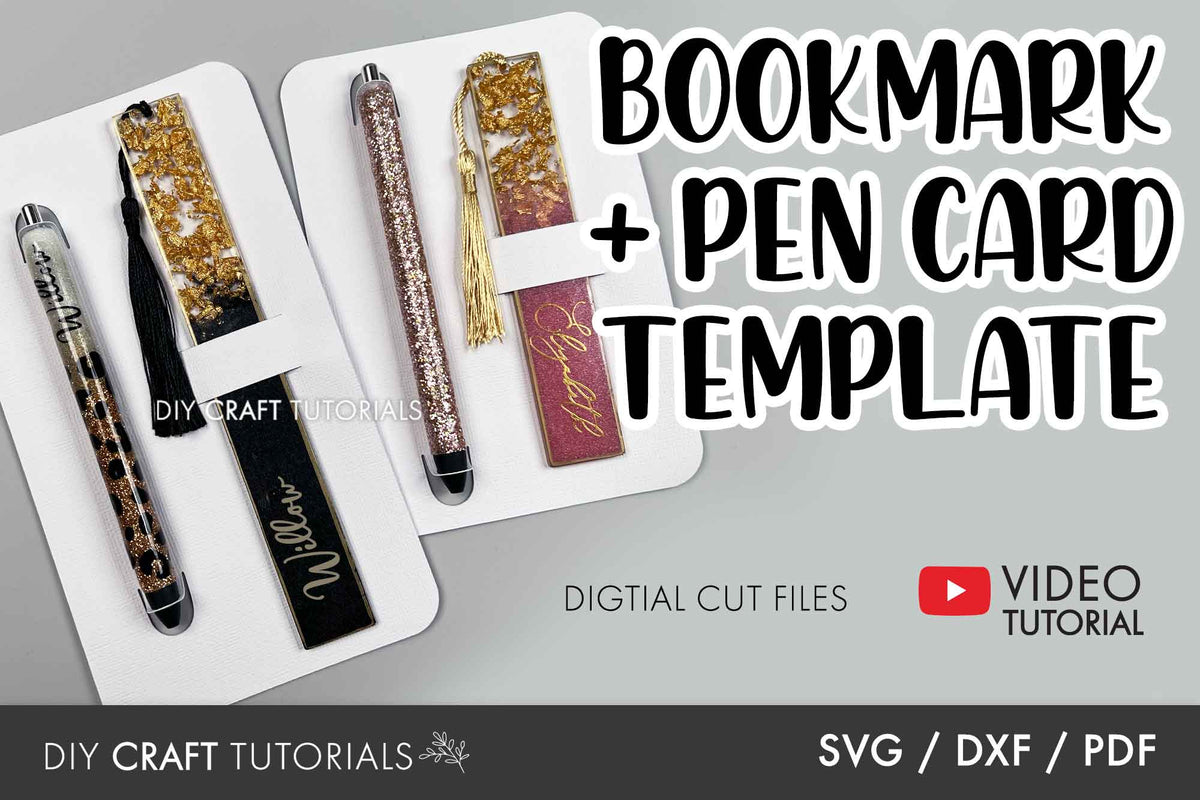 Bookmark and Pen Display Card SVG – DIY Craft Tutorials